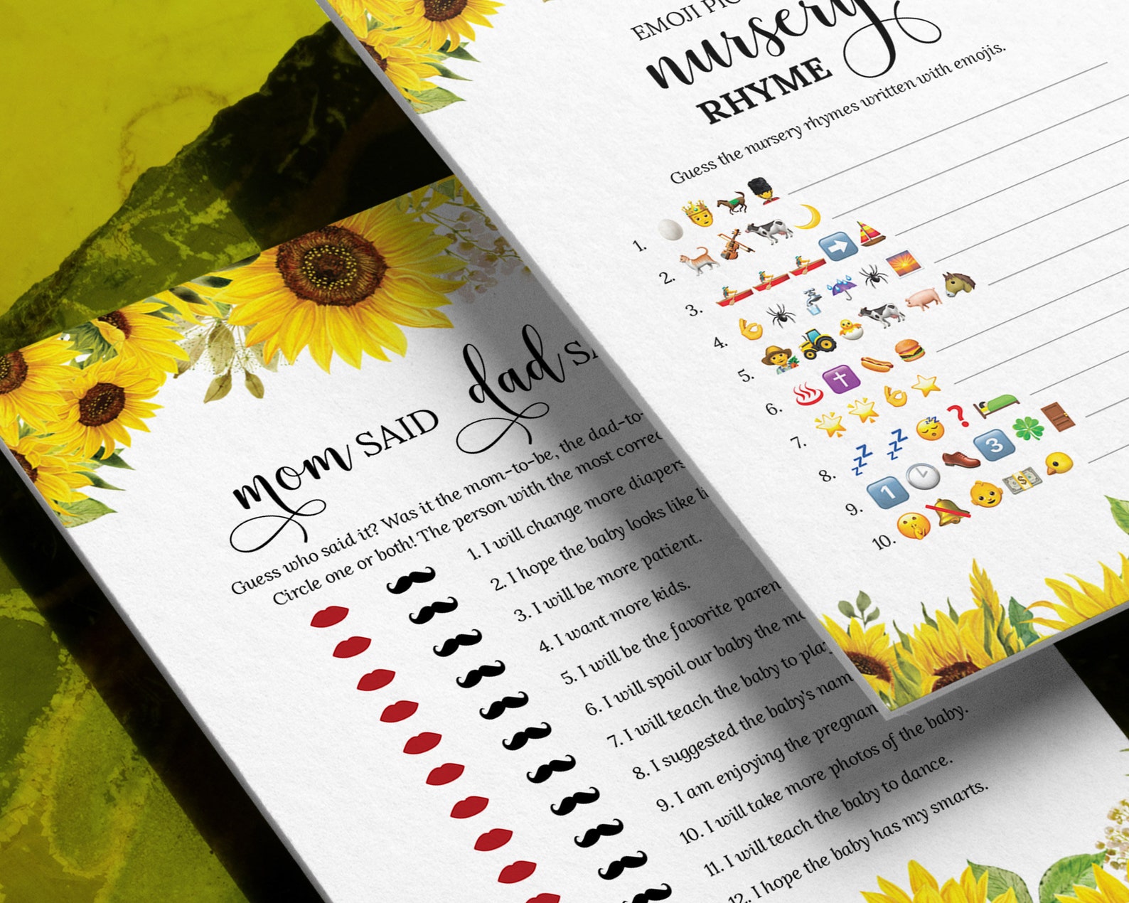Editable Sunflower Baby Shower Games Printable Summer - Etsy