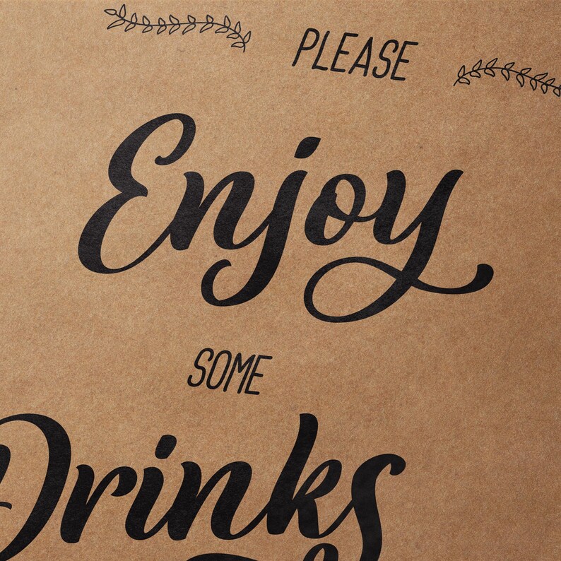 Enjoy Some Drinks Baby Shower Sign Rustic Kraft Printable | Etsy