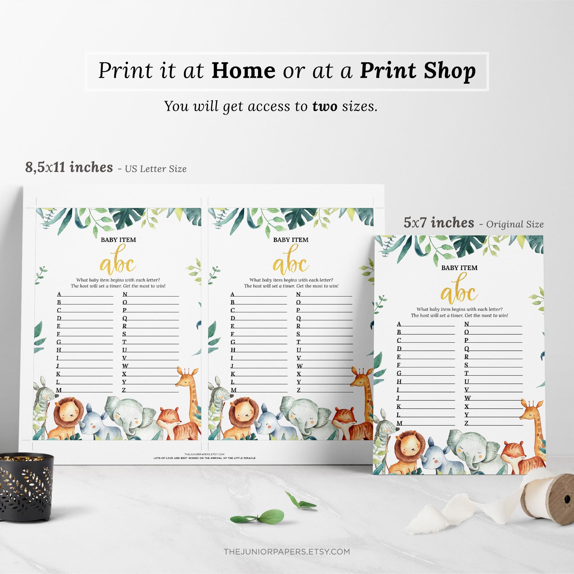 Baby Items ABC Baby Shower Game Safari Animals Tropical - Etsy