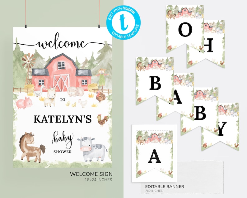 Farm Animals Baby Shower Bundle Barn Animals Baby Shower - Etsy