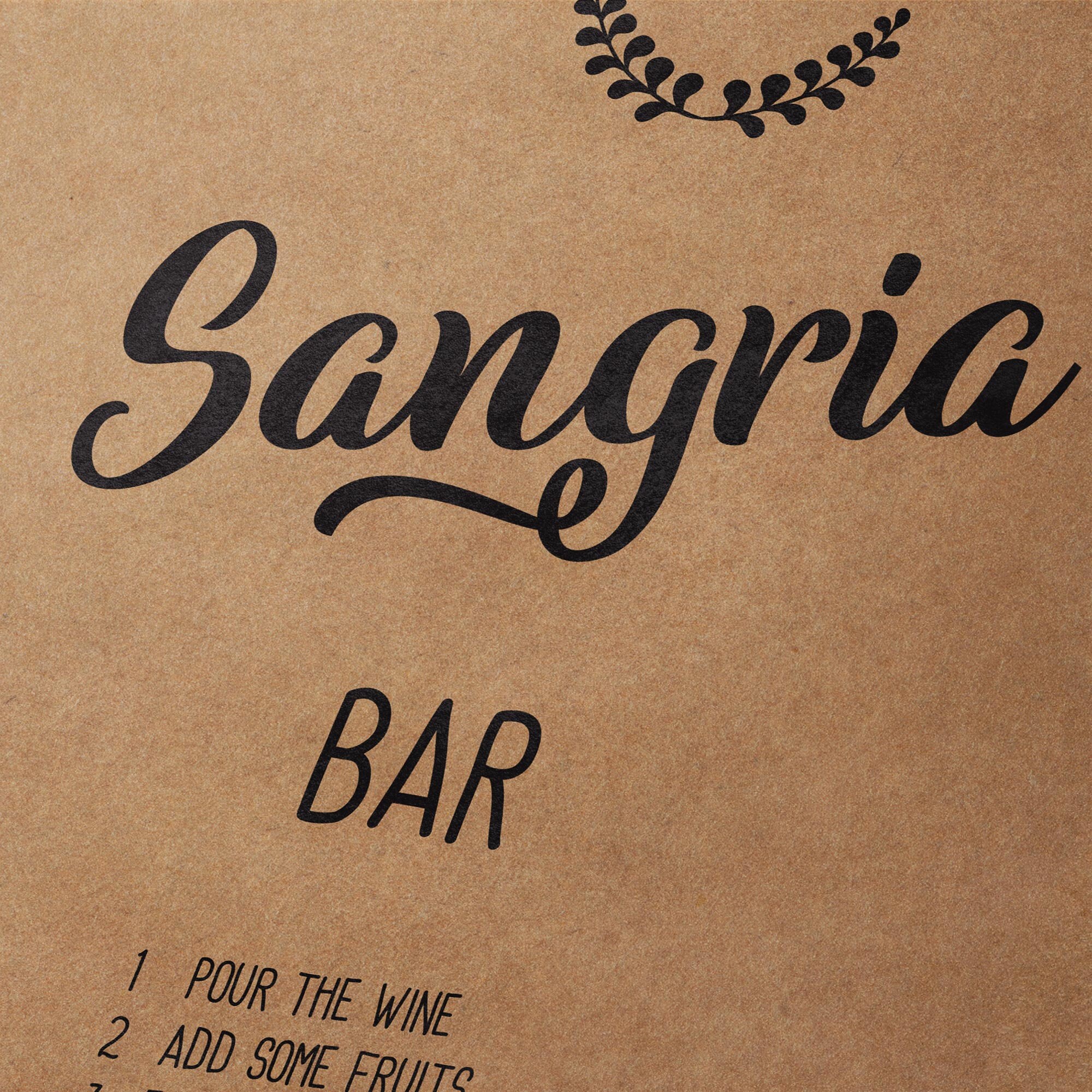 Sangria Bar Baby Shower Sign Rustic Kraft Printable Table - Etsy
