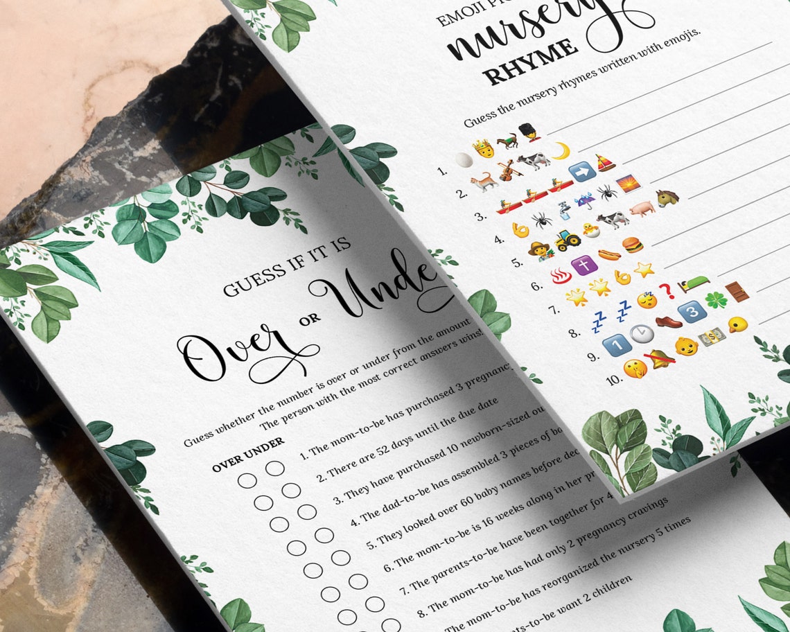15 Editable Greenery Baby Shower Games Greenery 2 Green | Etsy