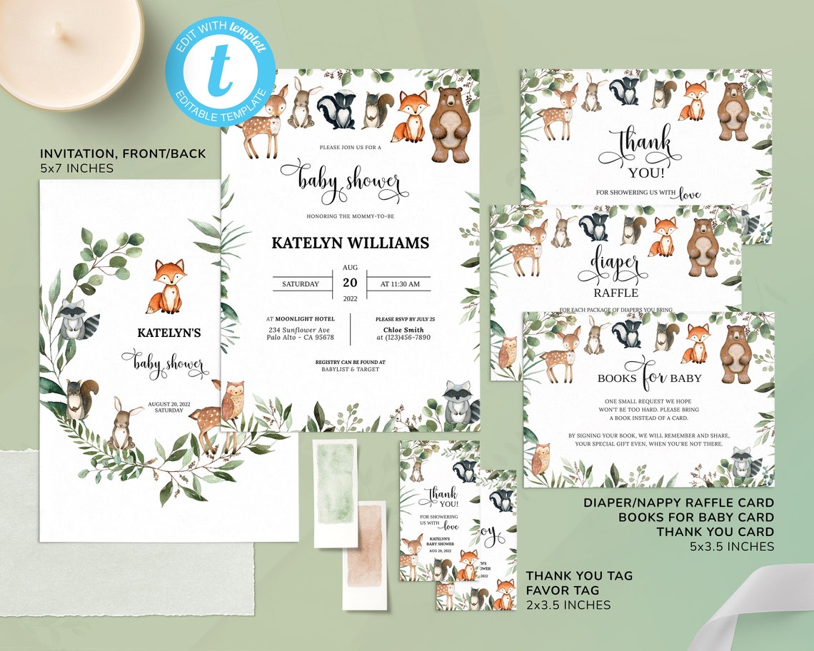 Woodland Baby Shower Printable Forest Animals Baby Shower - Etsy