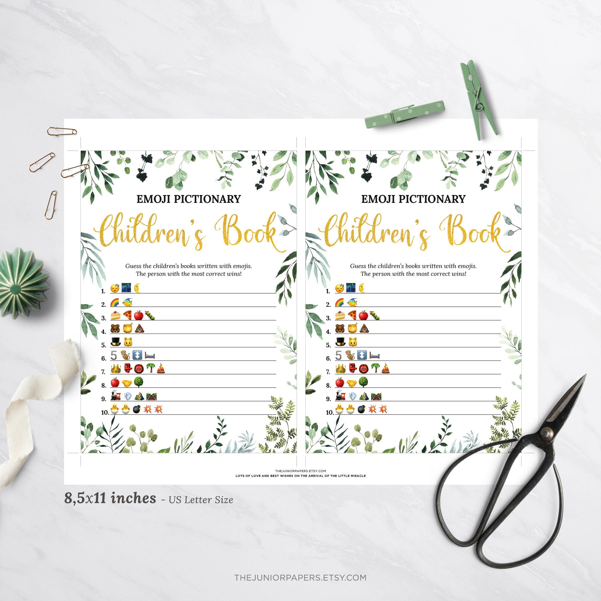 Children's Book Emoji Pictionary Baby Shower Game | Etsy
