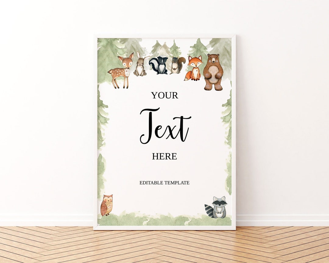 Woodland Baby Shower Sign, Forest Animals Baby Shower Decor, Woodland ...