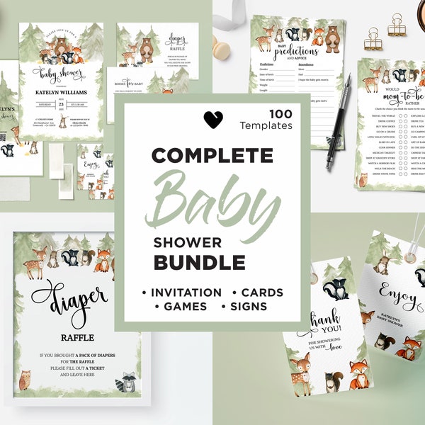 Rustic Woodland Baby Shower Decorations - Etsy