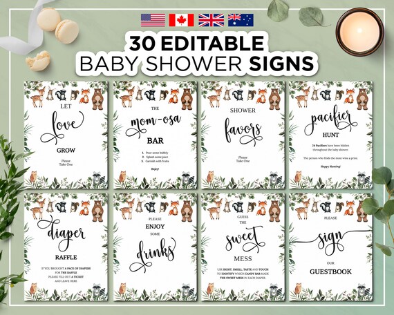 30 Editable Baby Shower Signs Baby Shower Table Sign Gender | Etsy