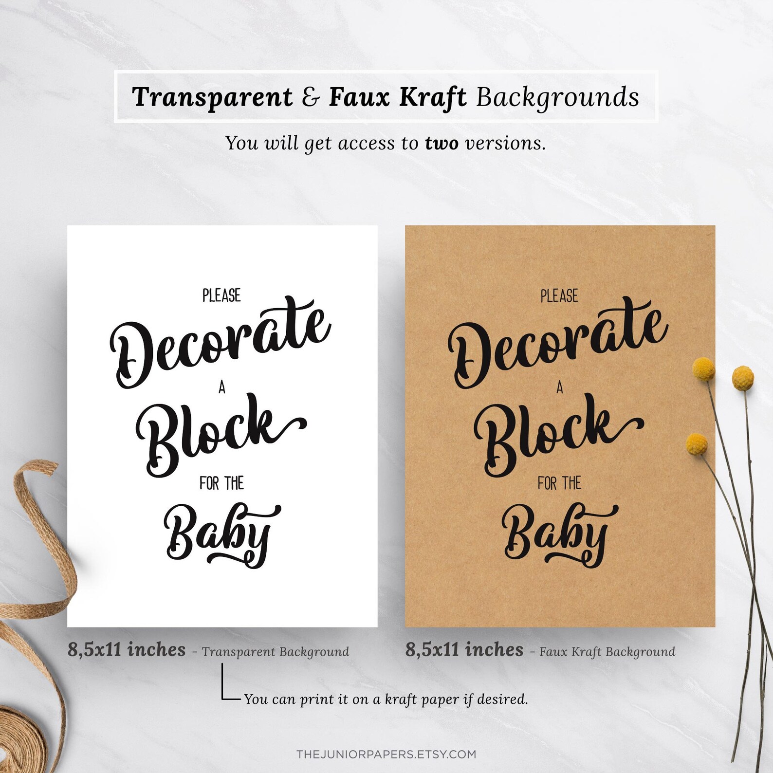 Decorate A Block Baby Shower Sign Rustic Kraft Printable - Etsy