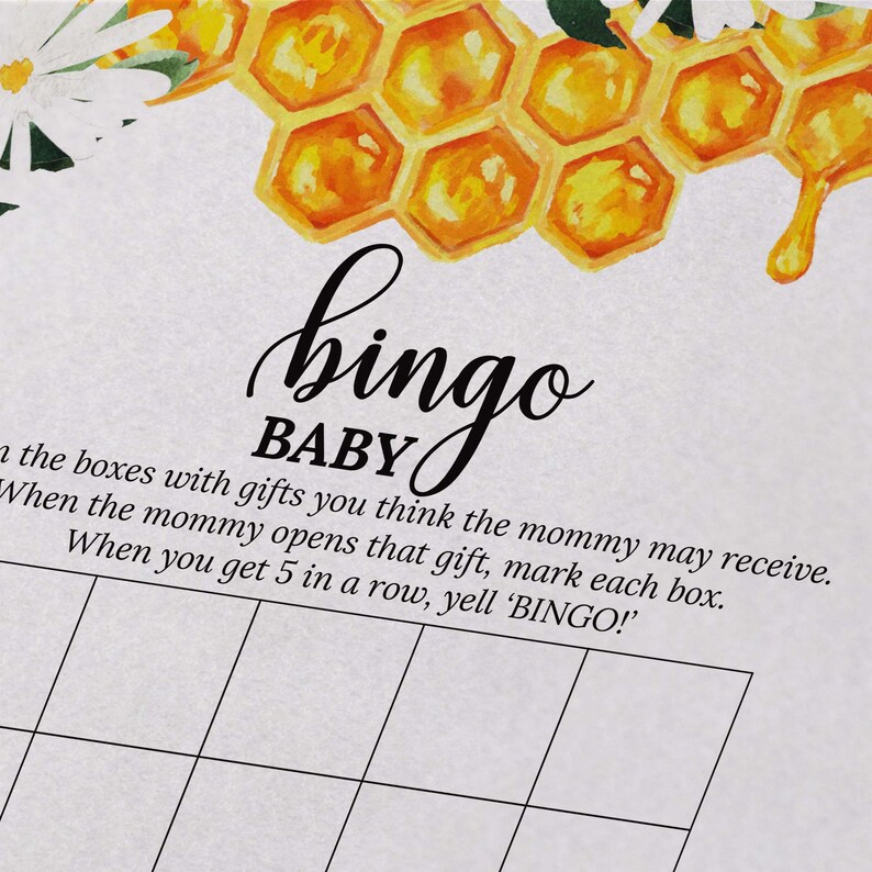 Baby Bingo Baby Shower Game Honey Bee Bumblebee Winnie - Etsy