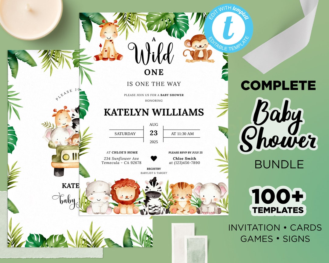 Wild One Baby Shower Baby Safari Animals Safari Baby Shower - Etsy