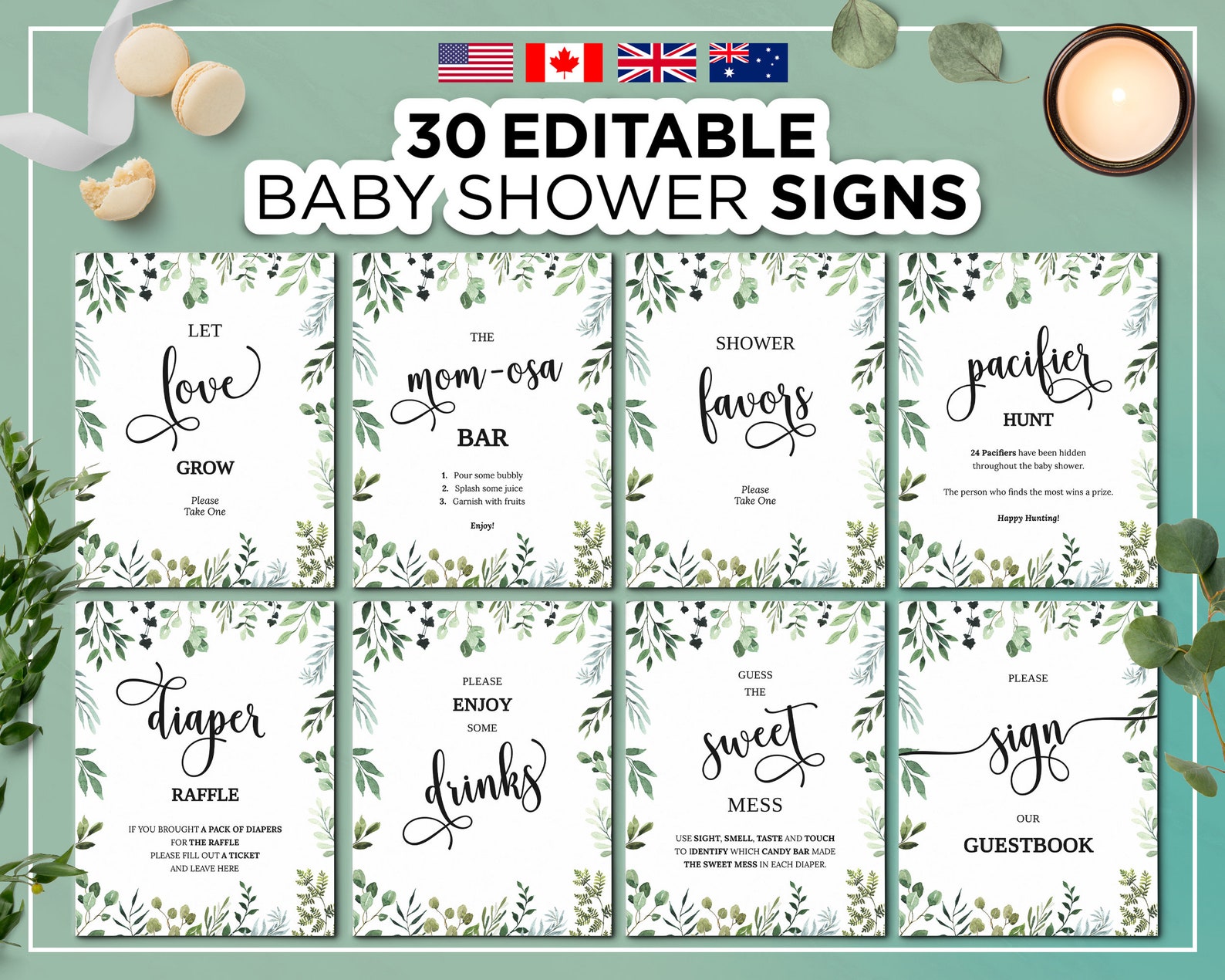 30 Editable Baby Shower Signs Baby Shower Table Sign - Etsy