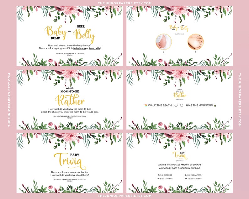 Virtual Baby Shower Games Powerpoint Baby Shower Games - Etsy