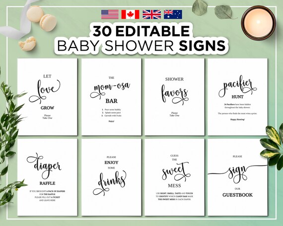 30 Editable Baby Shower Signs Baby Shower Table Sign Minimal - Etsy