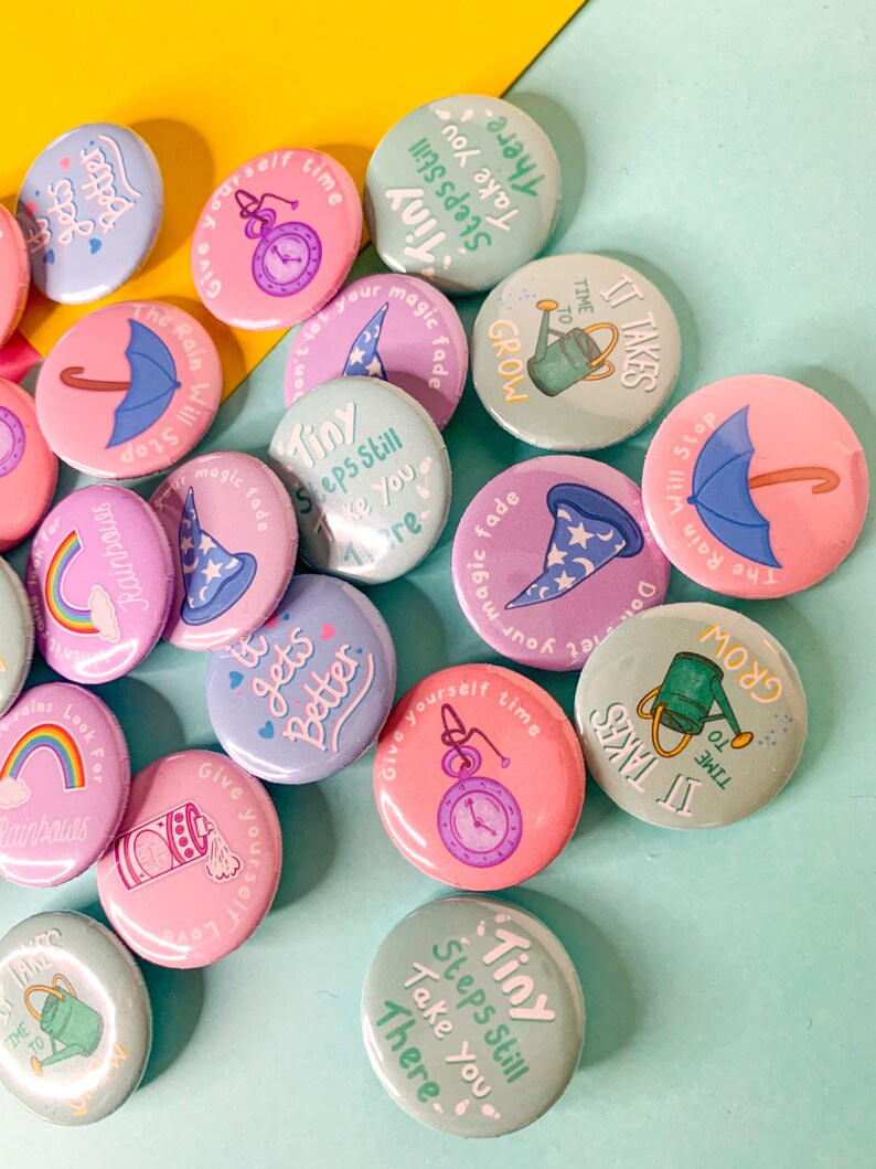 Positive Message Button Badges – Cute Mental Health Pins - Etsy