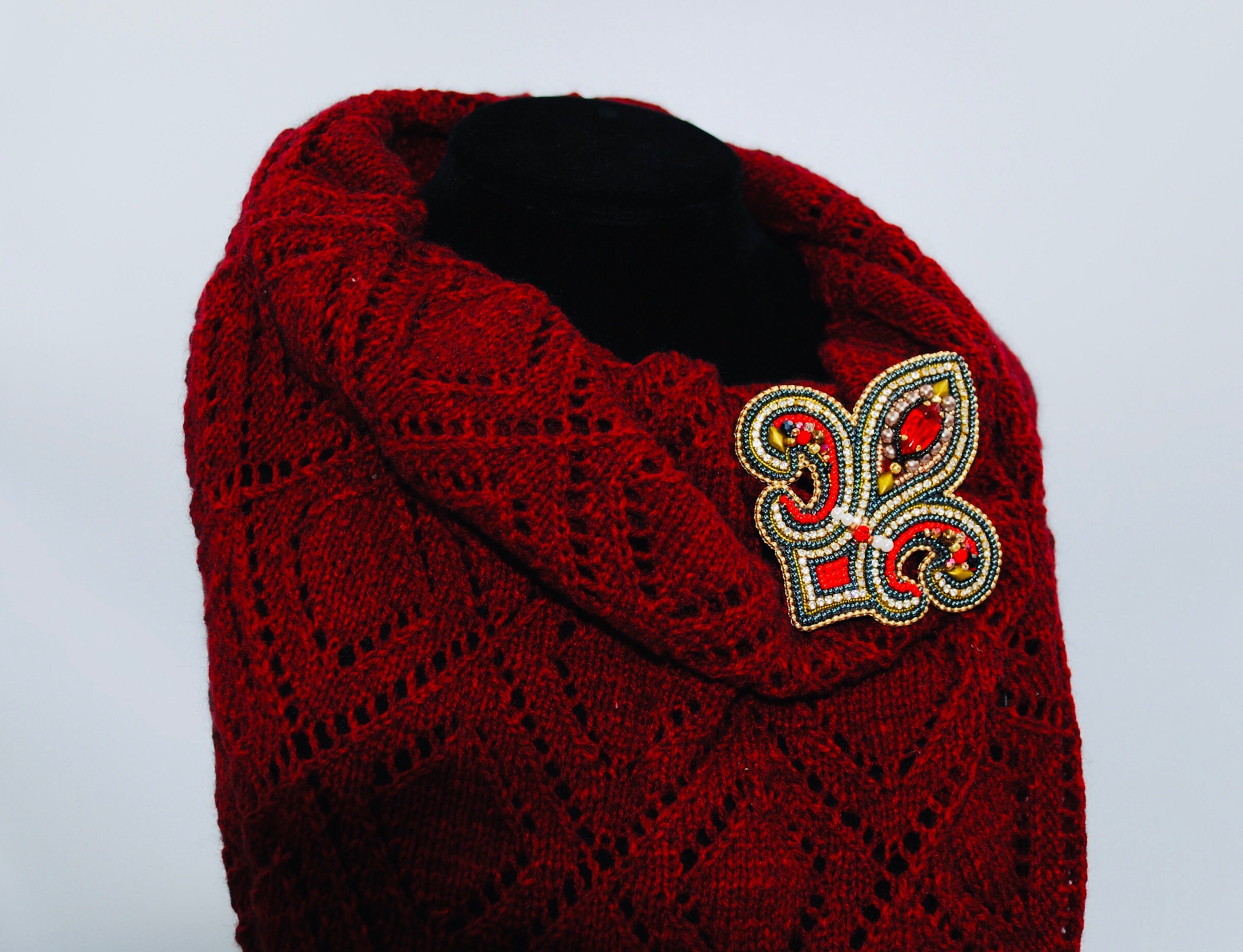 Red Lily Beads Brooch. Swarovski Crystals Brooch.handmade Lily Brooch ...