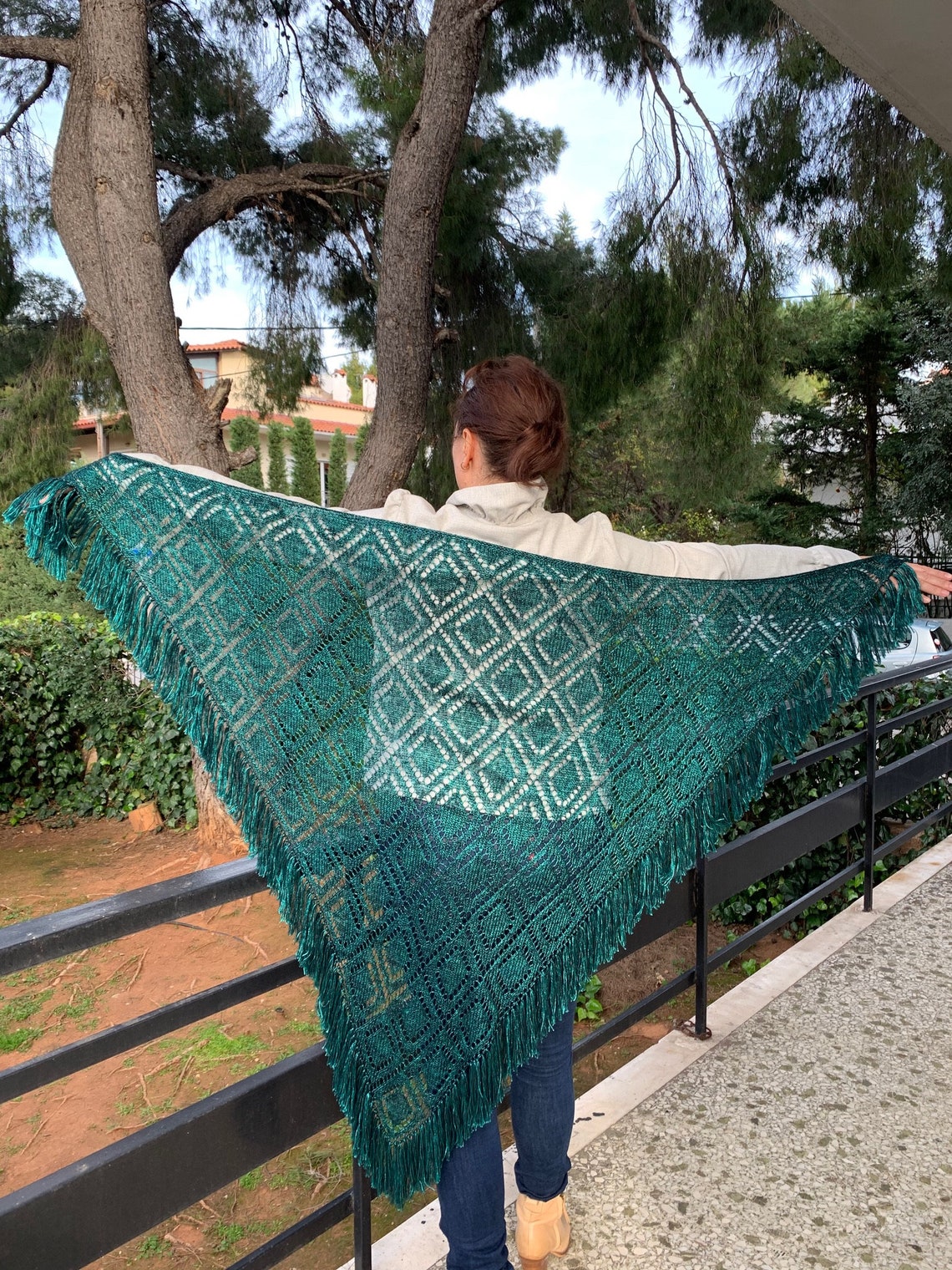 Large Triangular Shawls With Threads. Different Colors - Etsy