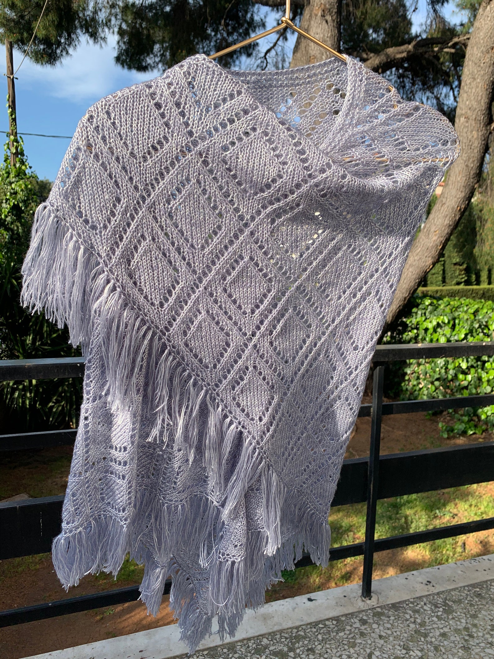 Large Triangular Shawls With Threads. Different Colors Triangular ...