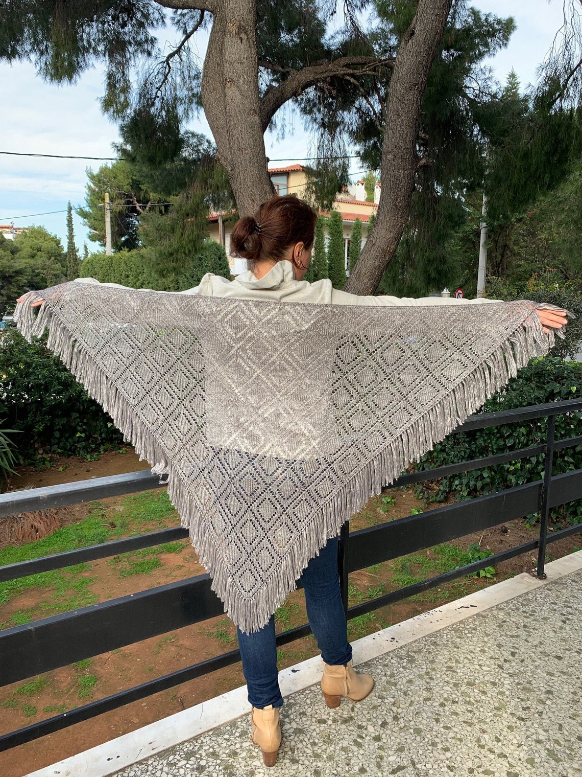 Large Triangular Shawls With Threads. Different Colors - Etsy