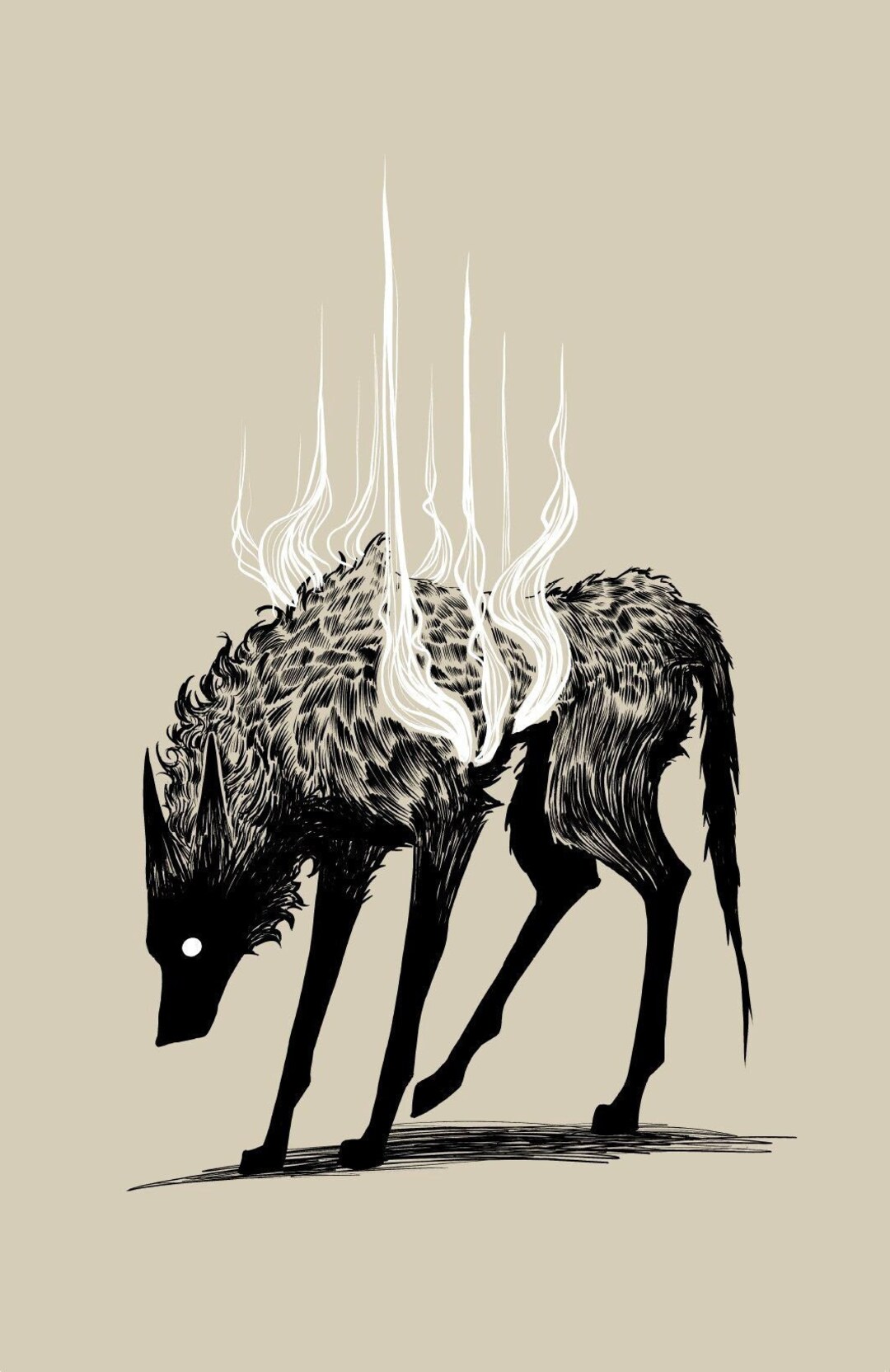 Searing Wolf Print / Smokey Art Print / 11x17 Print / Goth Art / Black ...