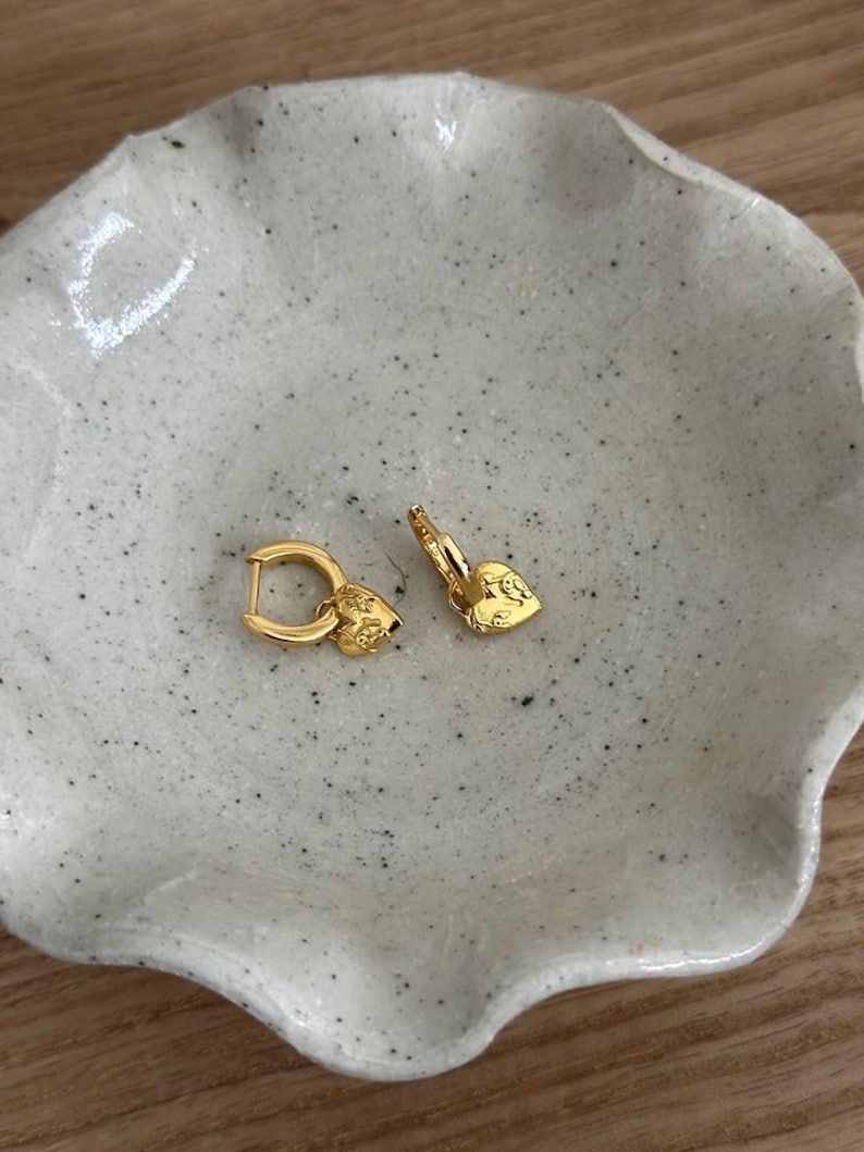 Locket Earrings, Heart Hoops, Heart Locket Huggies, Drop Earrings ...