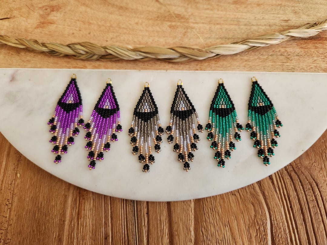 Native American Beaded Earrings | | Mikmaq Beadwork | Silver Lined ...