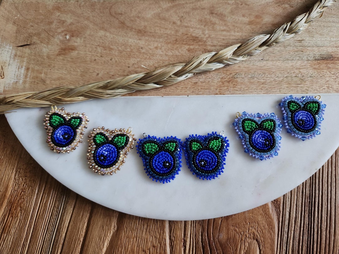 Beaded Blueberry Earrings Mikmaq Beadwork Native American Made - Etsy