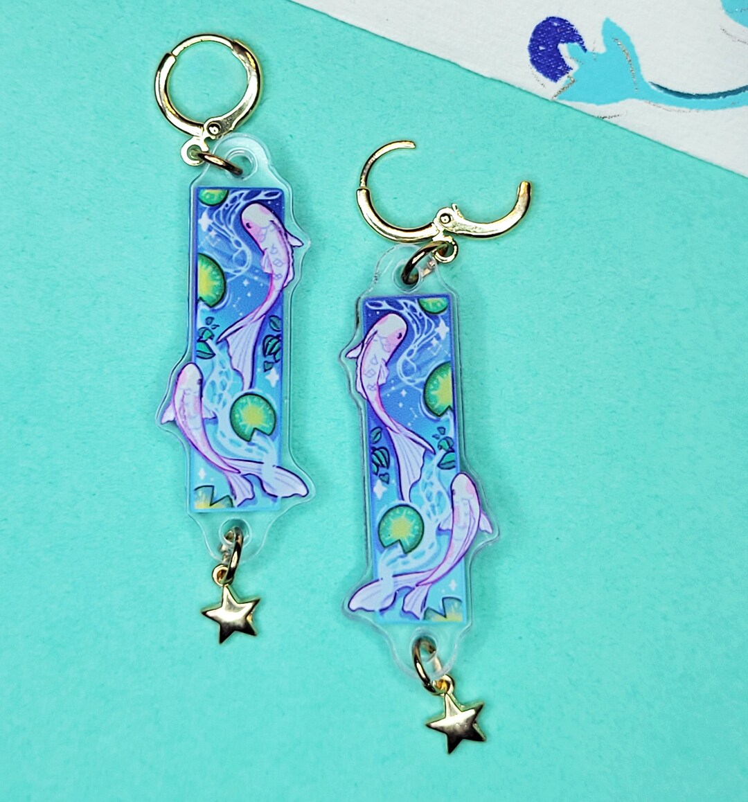 Lofi Koi Fish Acrylic Earrings - Etsy