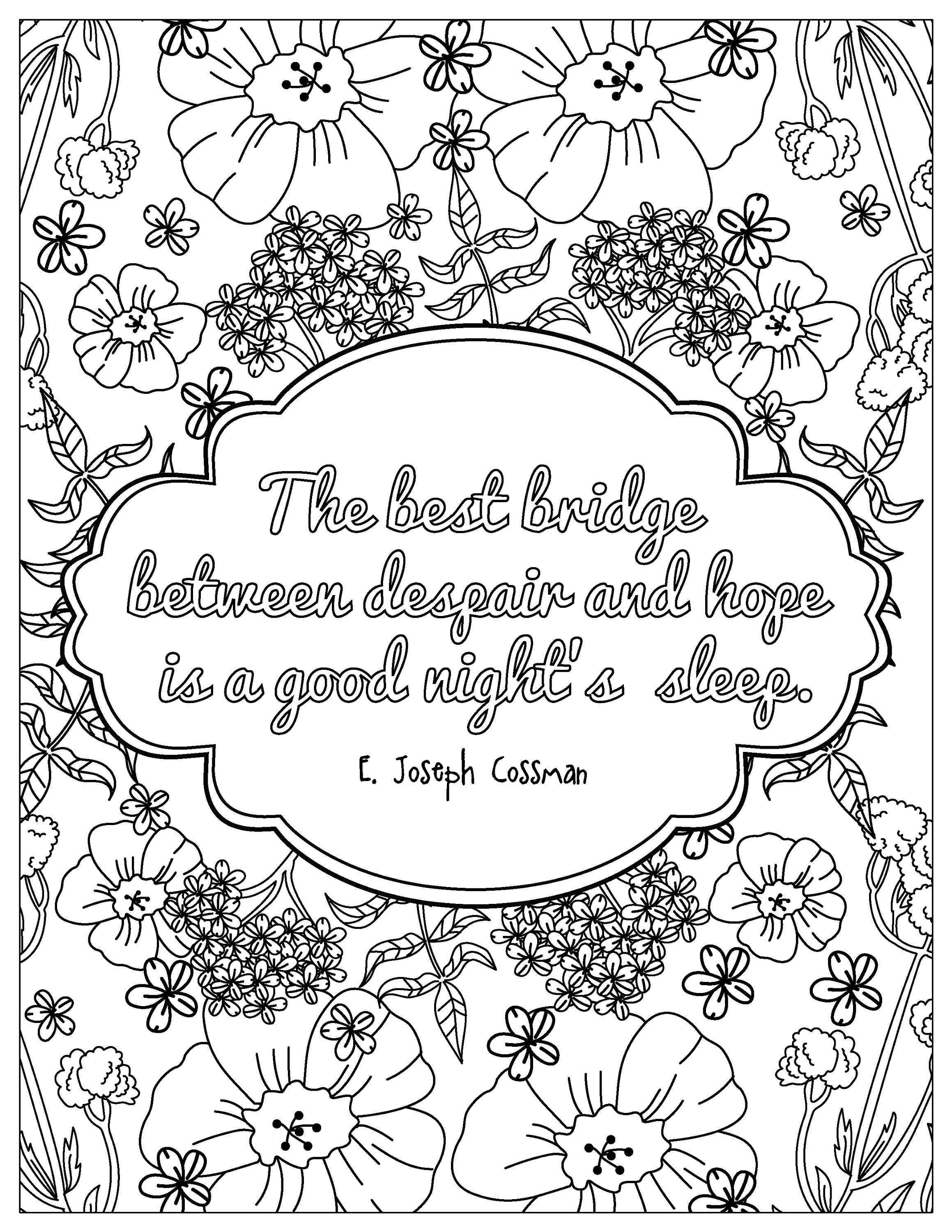 Fun Quote A Good Nights Sleep Quotes Themed Coloring Page Digital ...