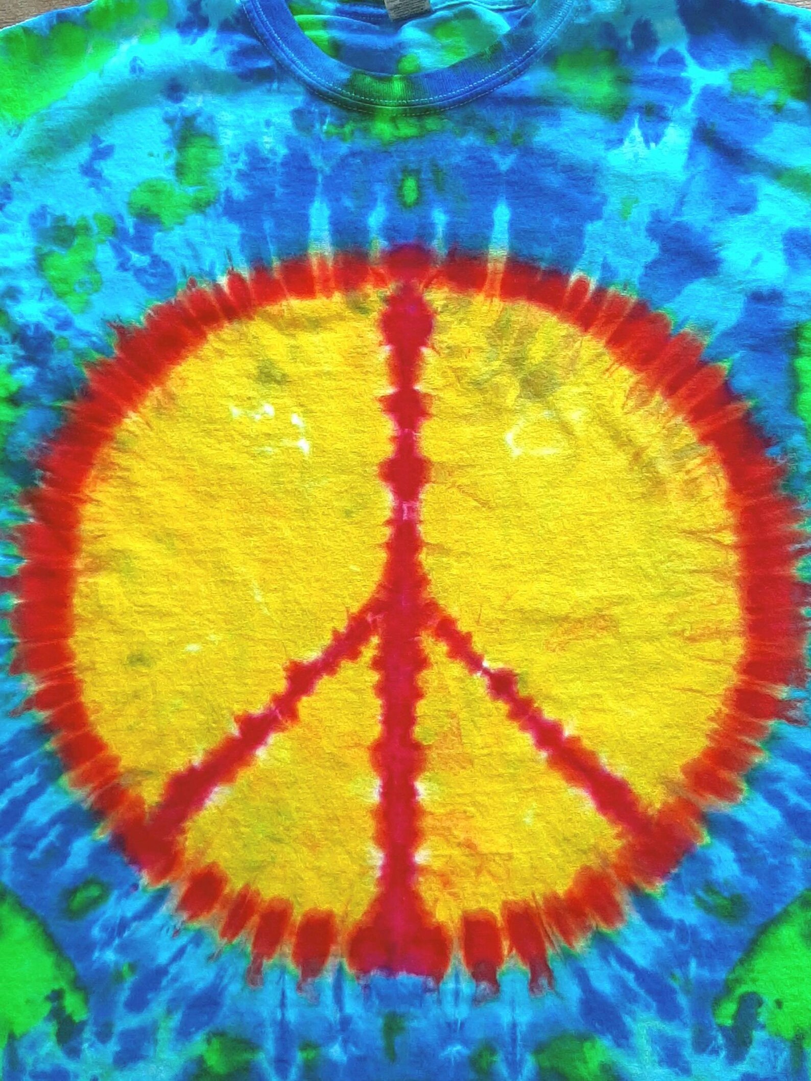 Large Peace Sign Short Sleeve Tie Dye Shirt Large Tie Dye | Etsy