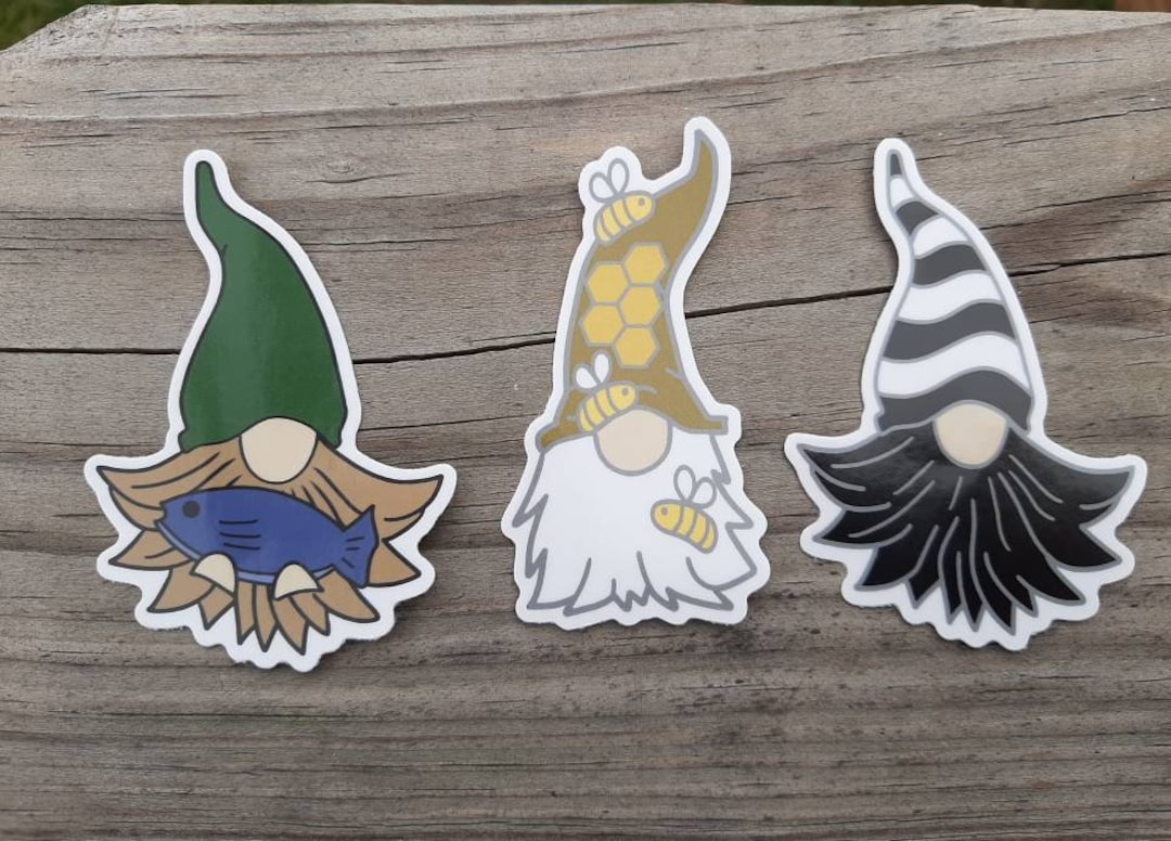 Gnome Stickers, Fish Gnome, Sticker Set, Jailbird Gnome Sticker, Die ...
