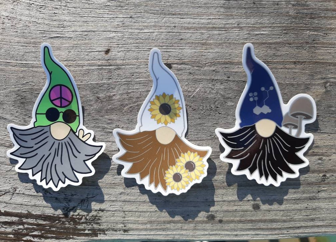 Gnome Stickers, Psilocybin Gnome Sticker Set, Flower Gnome Sticker, Die ...