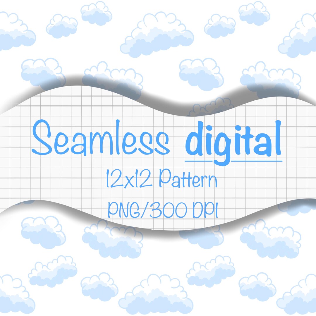 Seamless PNG Cloud Pattern Transparent Background Digital Download-not ...