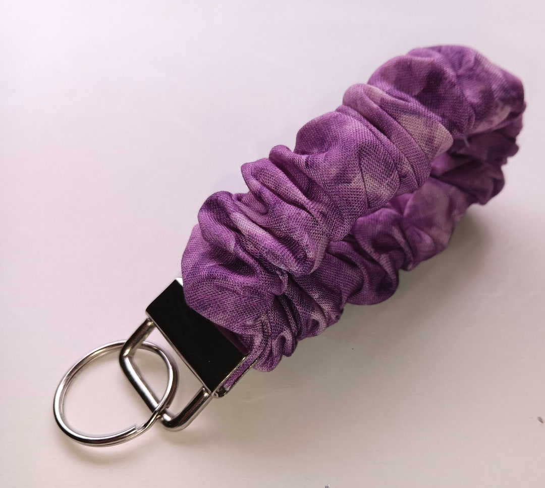 Purple Scrunchy Key Chain, Cotton Fabric Key Chain, Purple Key Fob ...