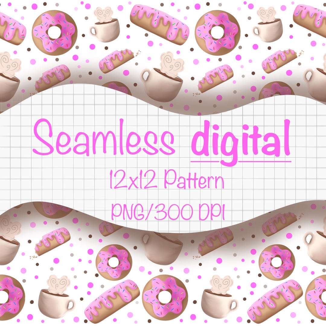 Seamless PNG Donuts and Coffee Pattern Digital Download-not A Physical ...