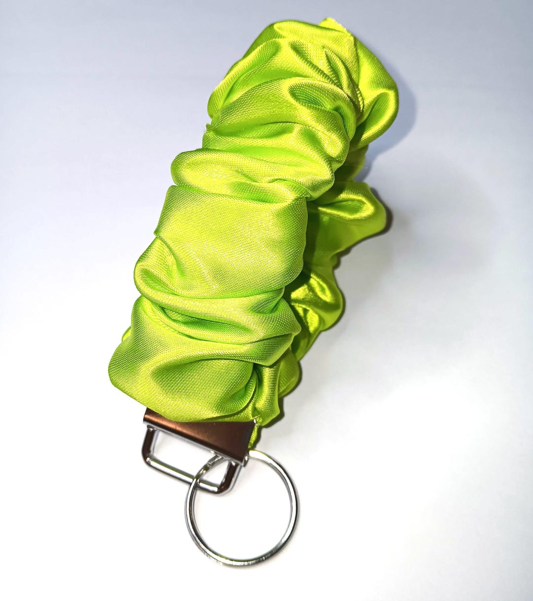 Lime Green Satin Scrunchy Keychain, Fabric Key Fob - Etsy