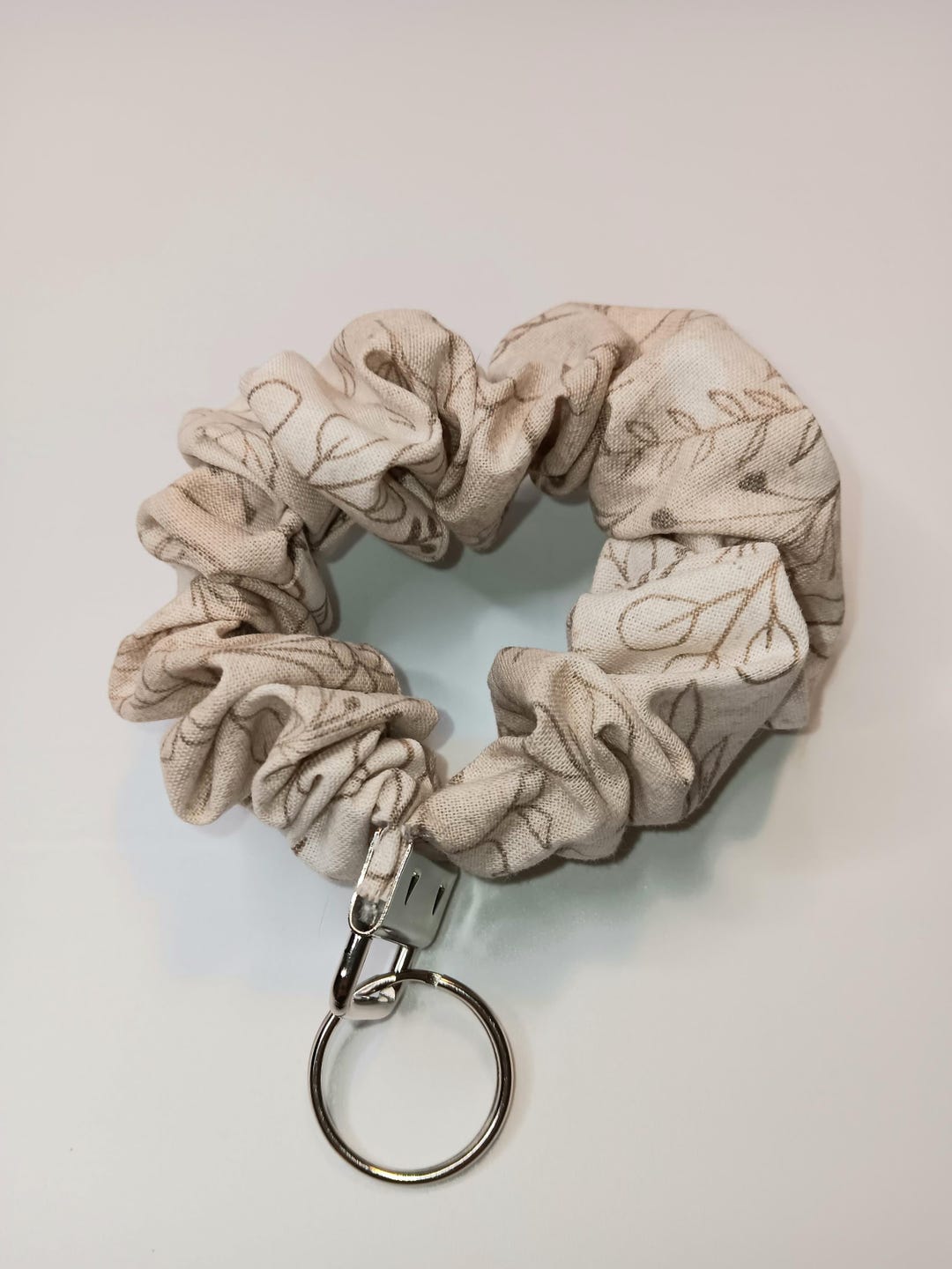 Tan Floral Cotton Scrunchy Keychain, Fabric Key Fob - Etsy