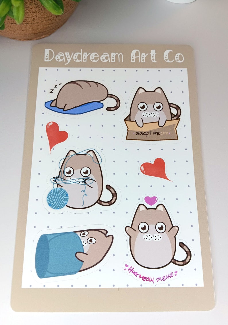 Kawaii Fat Cat Matte Sticker Sheet, Planner Stickers - Etsy