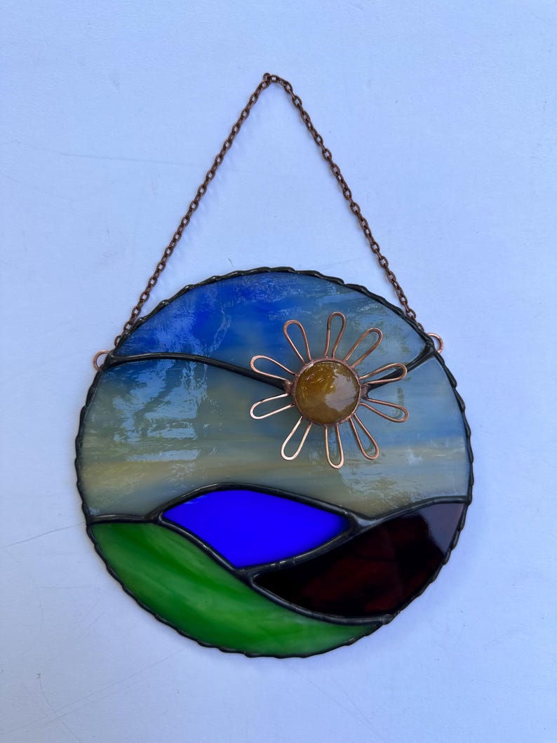 Stained Glass Mini Landscapesun Flower - Etsy