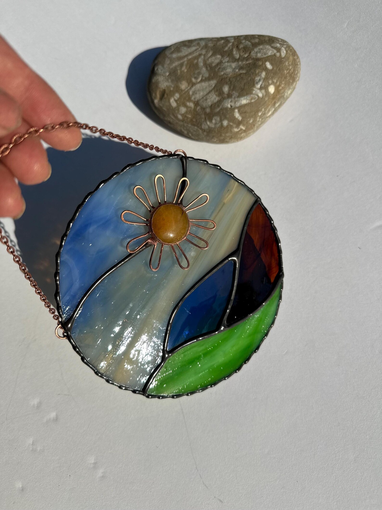 Stained Glass Mini Landscapesun Flower - Etsy