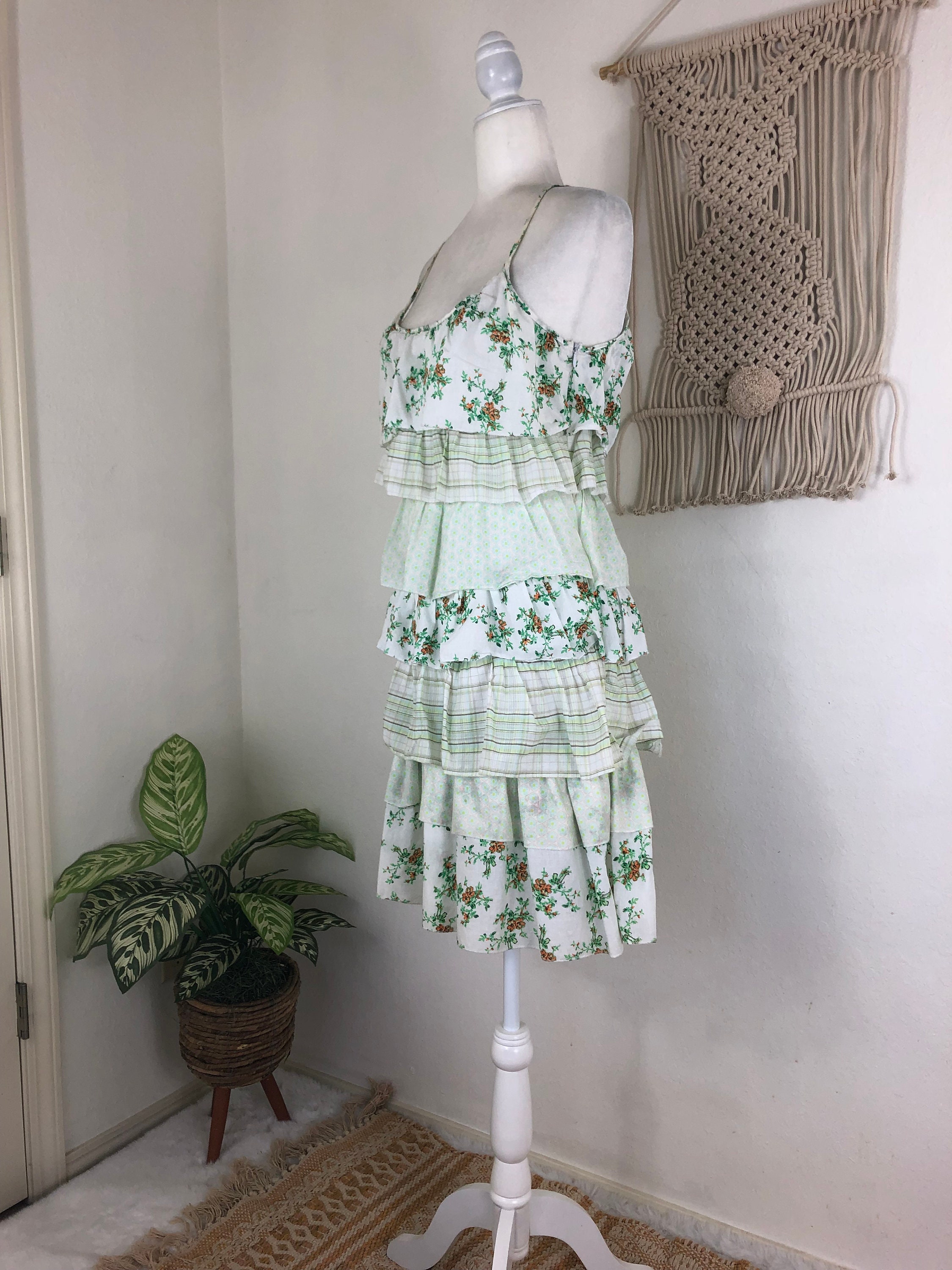 Shabby Chic Boho Cottagecore Tiered Mixed Print Cotton Mini - Etsy