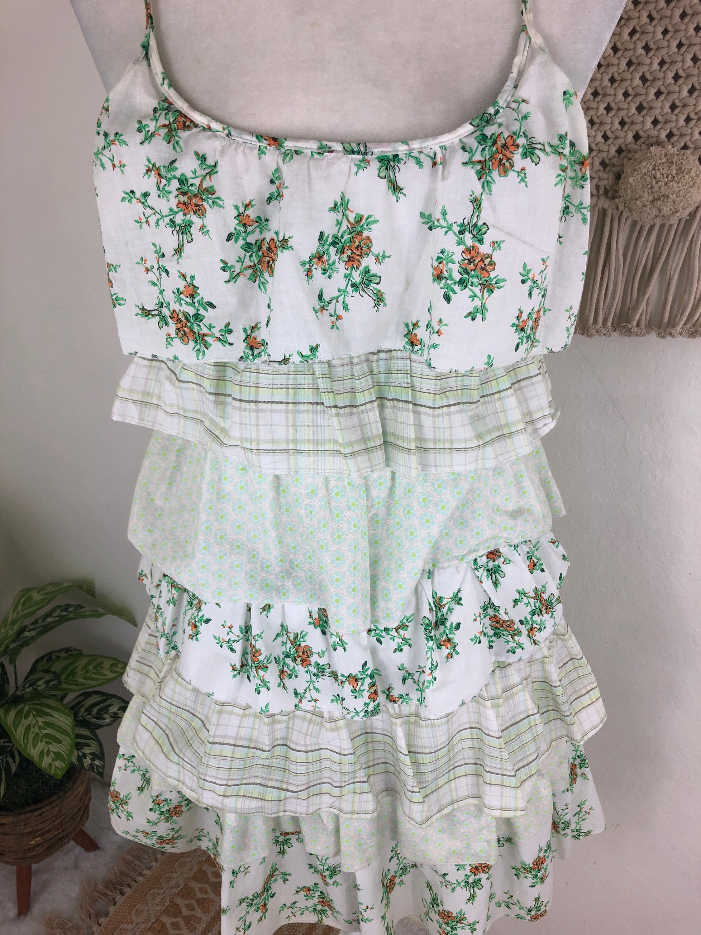 Shabby Chic Boho Cottagecore Tiered Mixed Print Cotton Mini - Etsy