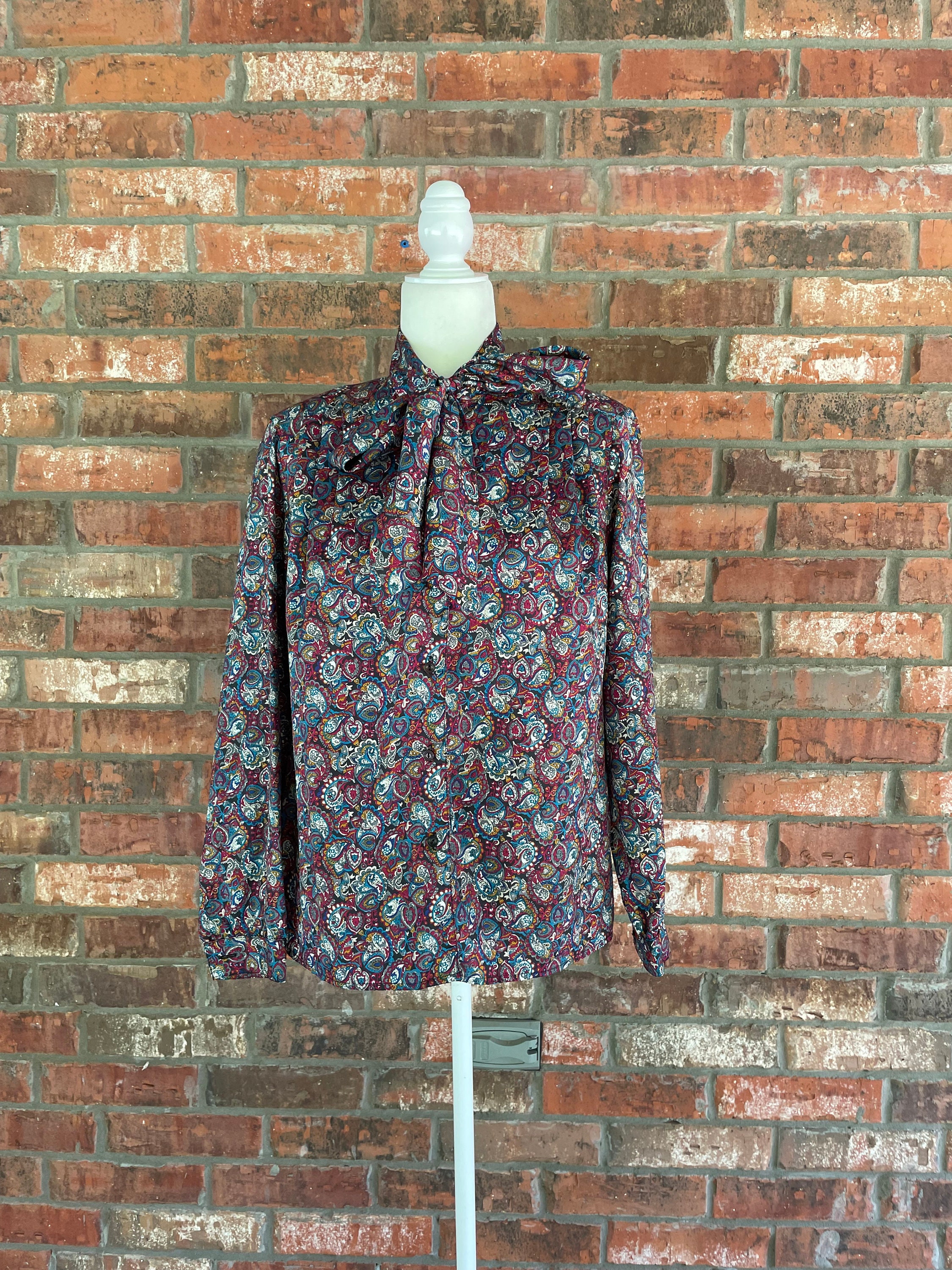 VTG 70's Pykettes Women's Graphic Print Retro Long Sleeve Disco Shirt ...