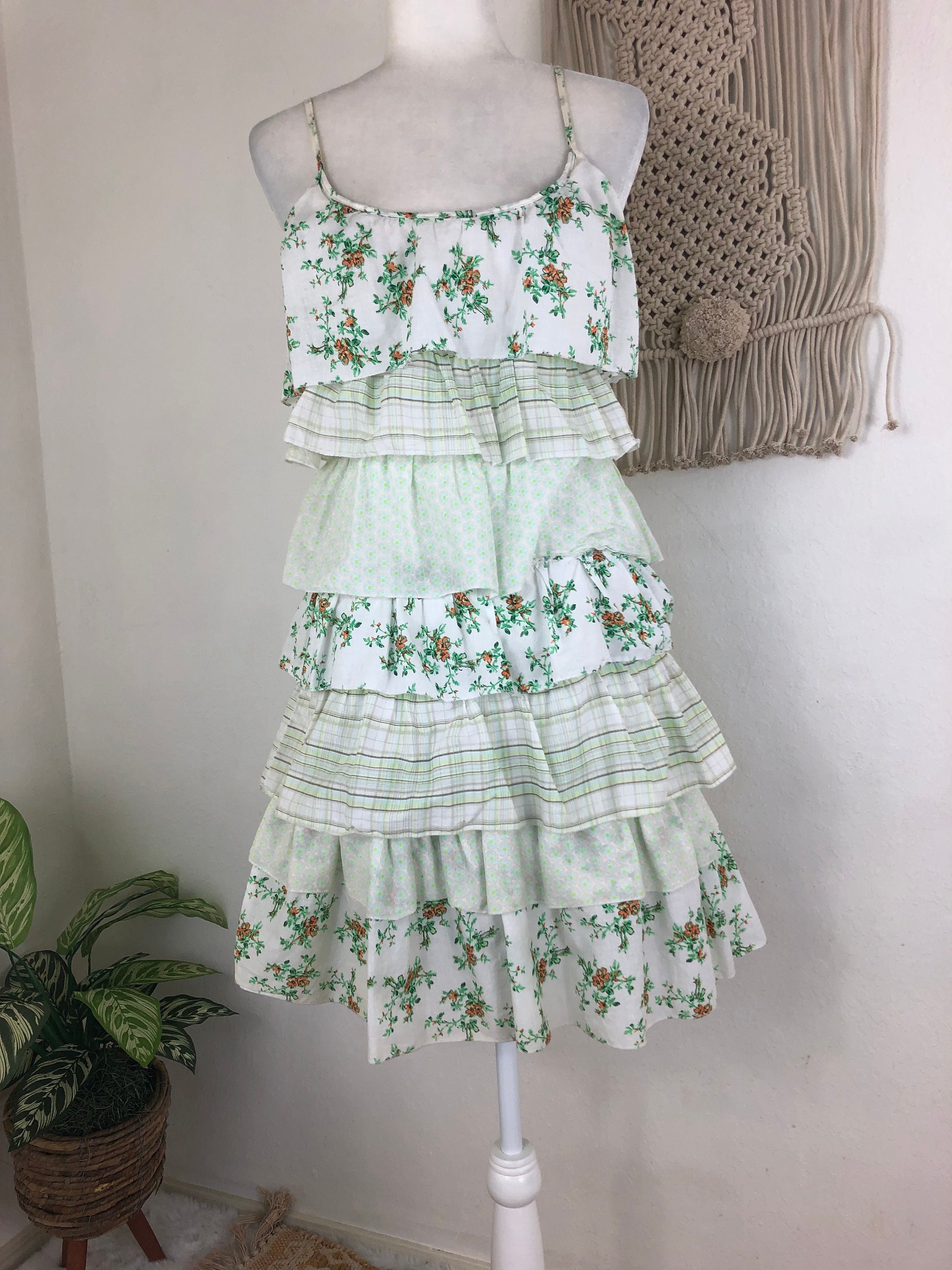 Shabby Chic Boho Cottagecore Tiered Mixed Print Cotton Mini - Etsy