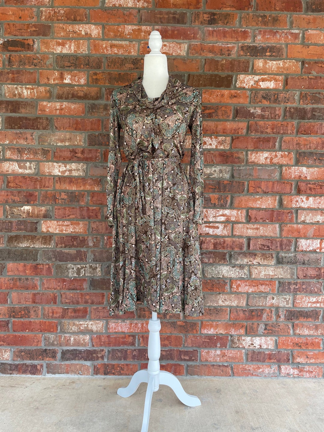 Joy Stevens 70s Vintage Cowl Neck Tent Dress Small Medium S M Floral ...