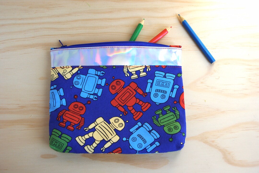 Robot Print Fabric Zipper Pouch Fully Lined Toiletry Bag - Etsy