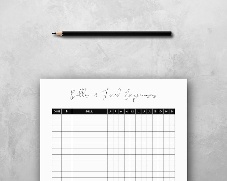 Bills Tracker Printable Bills and Fixed Expenses Tracker - Etsy