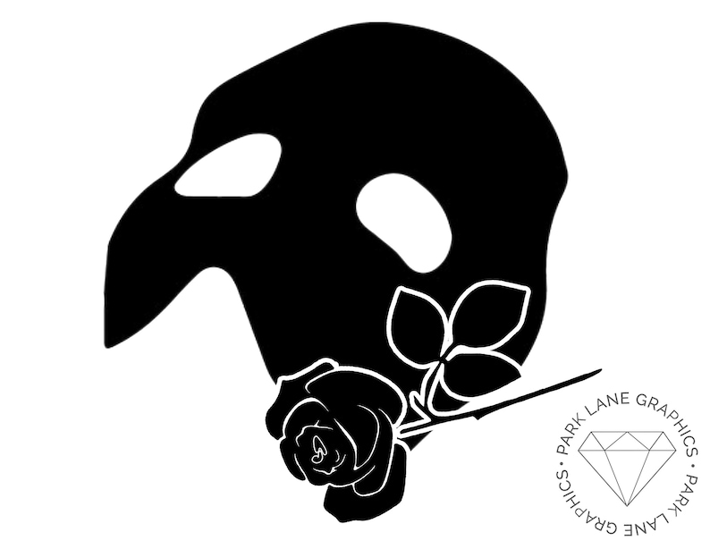 Phantom Mask Rose Vinyl Sticker Decal Phantom of the Opera | Etsy