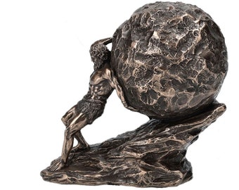Sisyphus and the Eternal Boulder, Bronze Sisyphus Statue, Greek ...