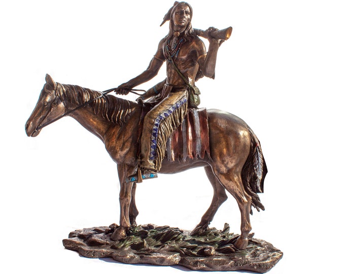Indian American Native Statue Figurine.indian With Horse.sioux Warrior ...
