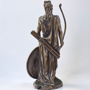 Apollo Roman Greek God With Shield and Bow Bronzed Statue Figurine - Etsy